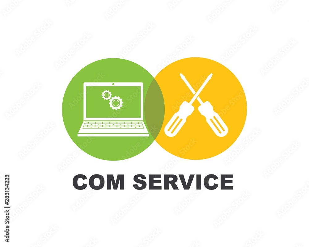 computer service and repair logo icon vector illustration Stock Vector ...