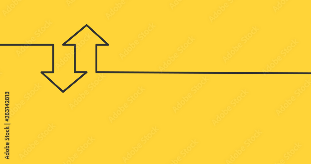 two linear arrows up down icon, two arrows linear sign yellow ...