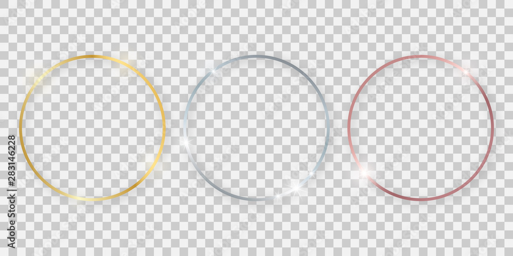 Round shiny frames with glowing effects Stock Vector | Adobe Stock