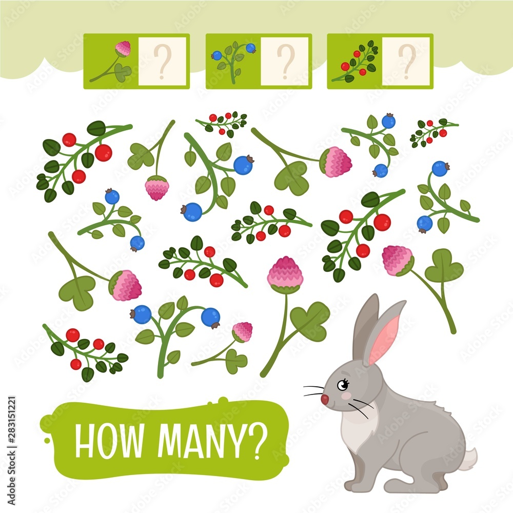 Counting educational children game, math kids activity sheet. How many ...