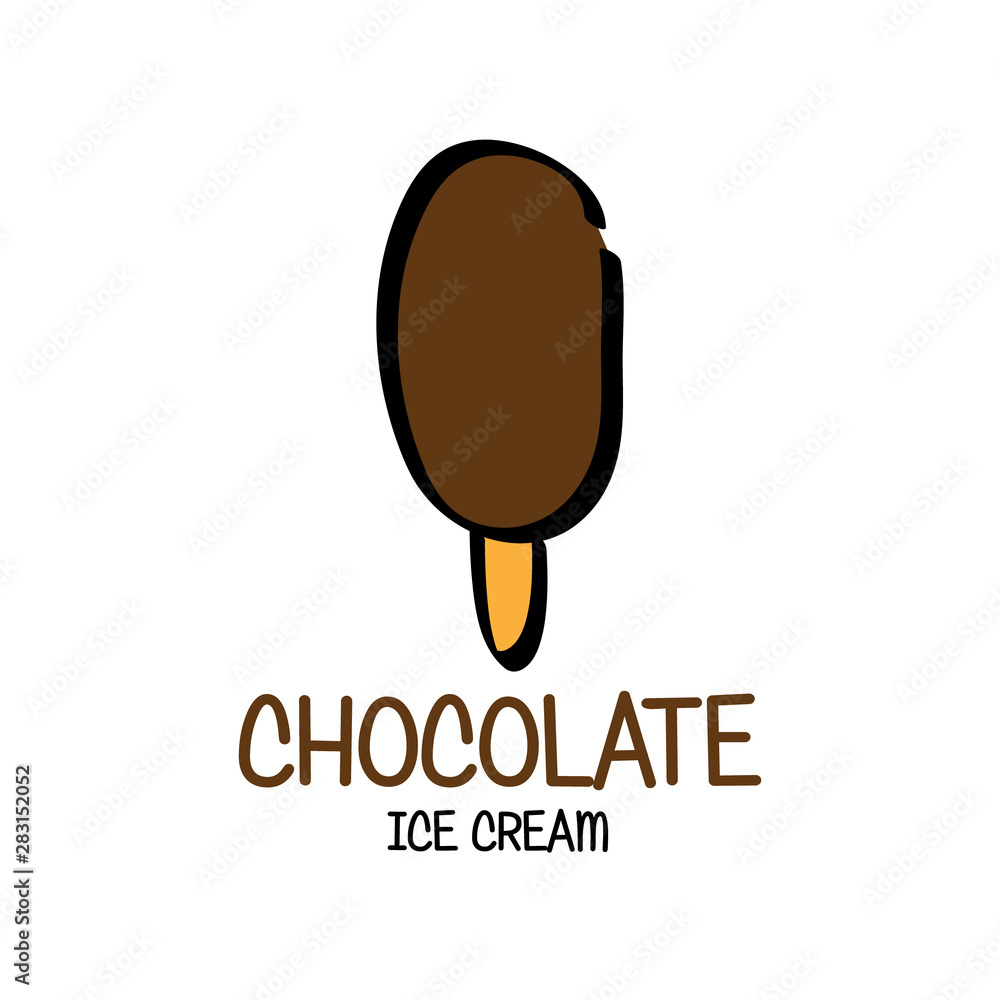 chocolate ice cream stick logo symbol hand drawn cartoon style Stock ...