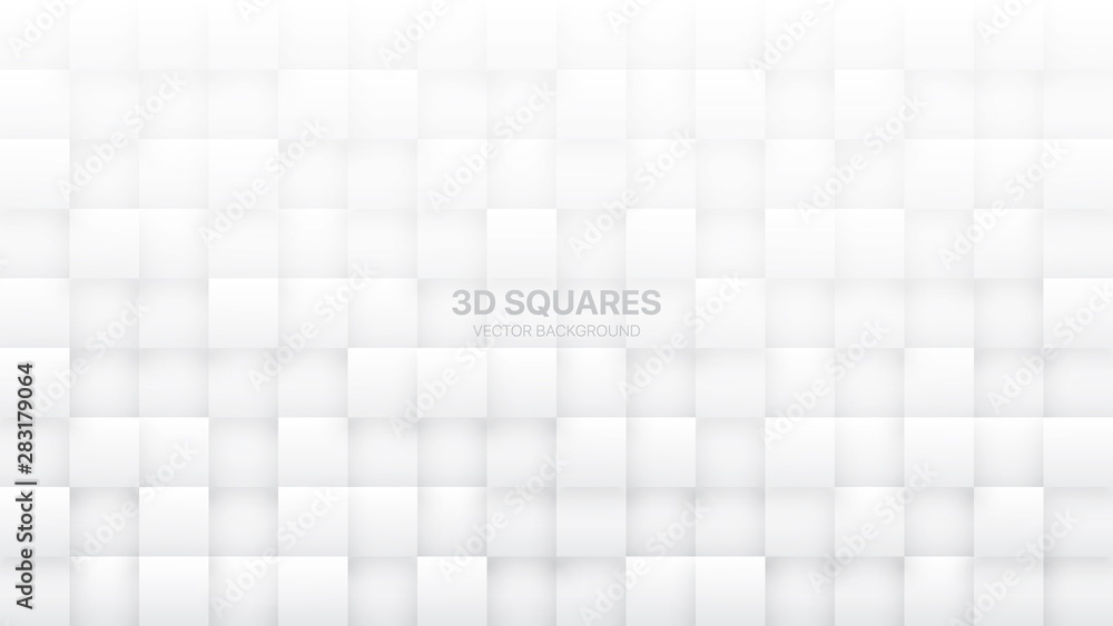 White 3D Vector Squares Abstract Background. Science Technology Three ...