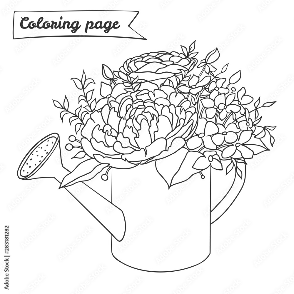 Watering Can Coloring Page