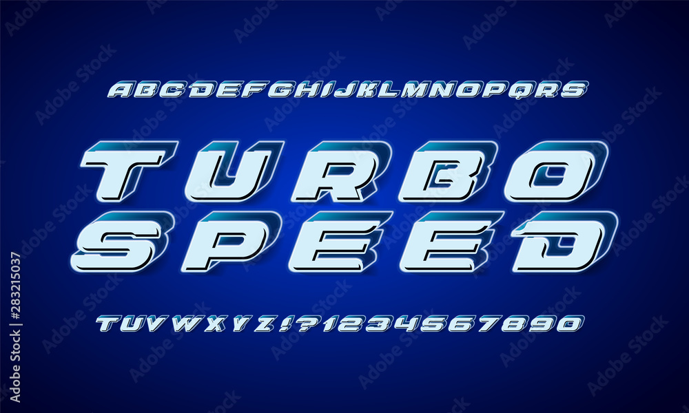 Dynamic display font design, alphabet, letters and numbers. Swatch ...