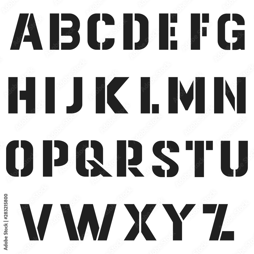 Bold lettering stencil plate font aphabet. Vector Stock Vector | Adobe ...