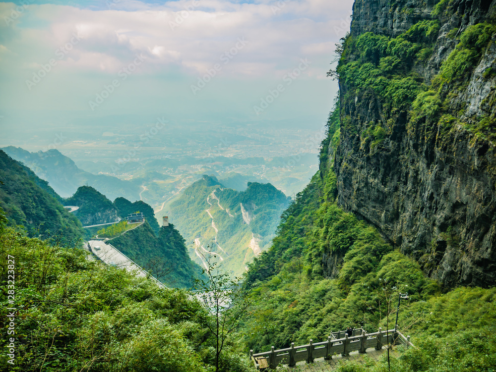 Beautiful landscape view on heaven gate cave on tianmen mountain ...
