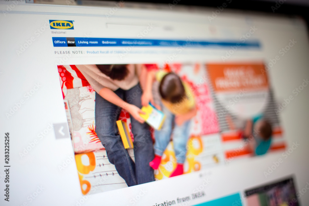 IKEA website on the computer screen. IKEA is a Swedish company ...