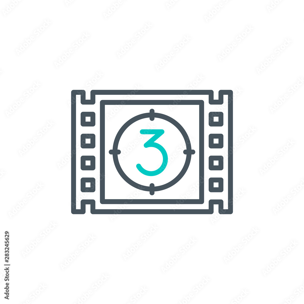 frame video film intro outline flat icon. Single high quality outline ...