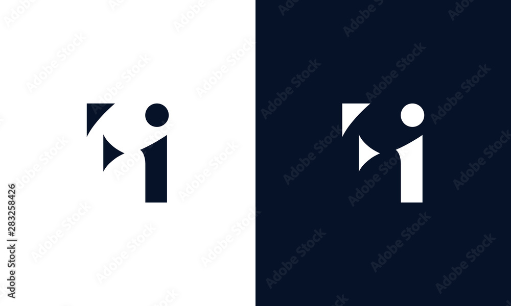 Abstract letter FI logo. This logo icon incorporate with abstract shape ...