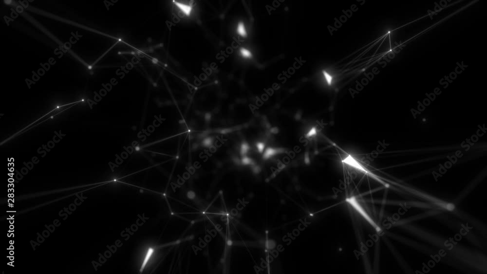 Abstract polygonal space dark background with connecting dots and lines ...