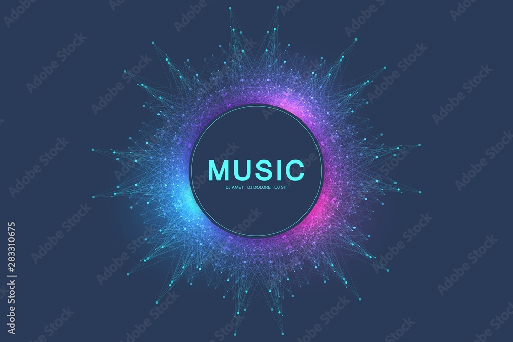 Colorful music and dance night party banner or poster. Background with ...