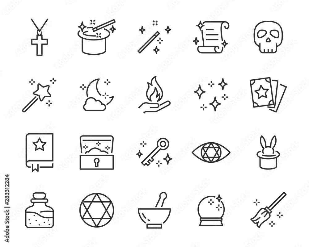 set of magic icons, halloween, fantasy Stock Vector | Adobe Stock