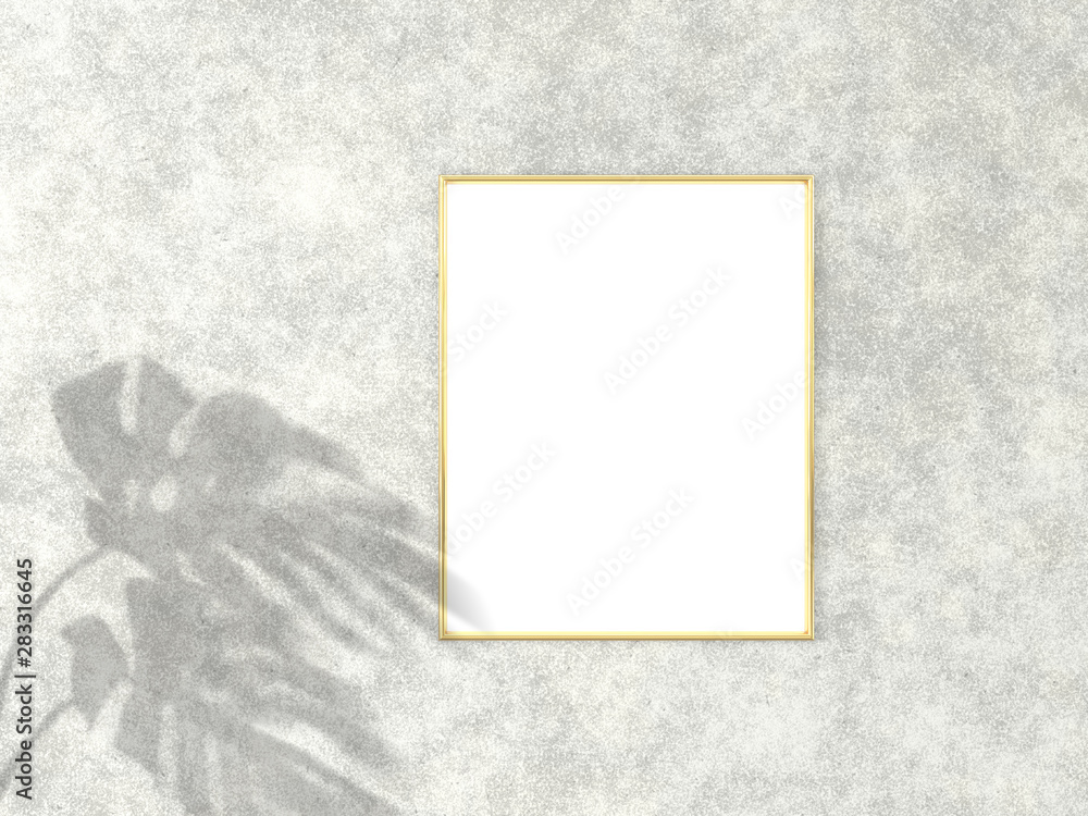4x5 vertical Gold frame for photo or picture mockup on concrete ...