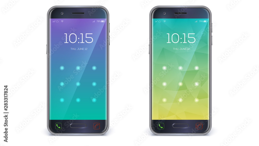 UI design, page of enter. Screen of modern app with access via password ...