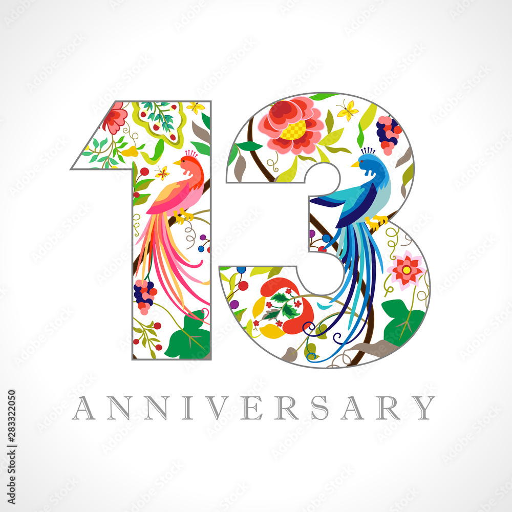 13 years old logotype. 13 th anniversary numbers. Decorative symbol ...
