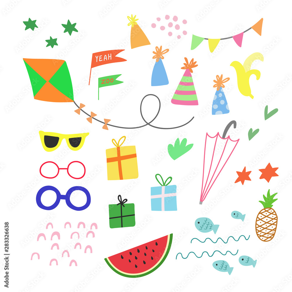 happy birthday party clipart. vector isolated elements Stock ...