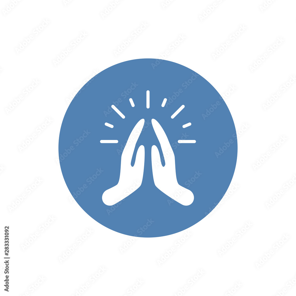 Pray or hands together in religious prayer flat vector icon for apps ...