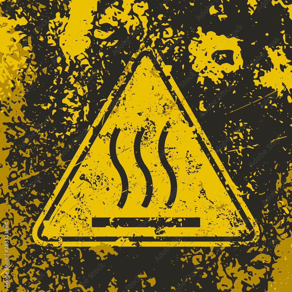Grunge poster Hot Surface sign. Vector illustration of potential burn ...