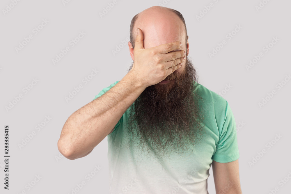 I don't want to look at this. Portrait of scared or shocked middle aged ...