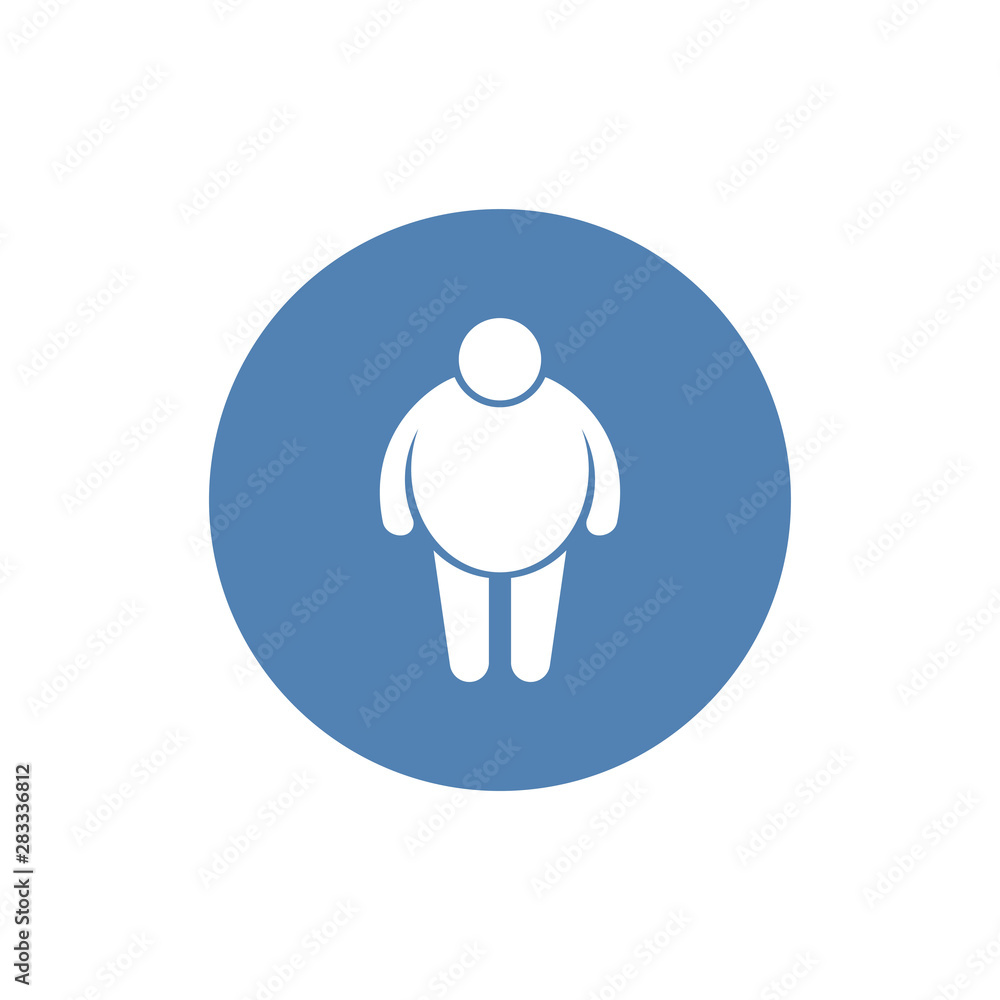 Overweight man symbol. Flat web icon, sign or button isolated on whte ...