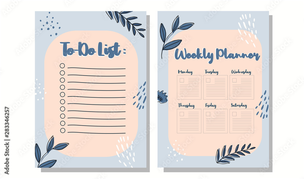 To-Do List and Weekly Planner design set with fruits and leaves. Bullet ...