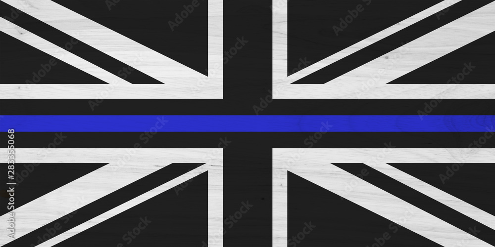 British thin blue line flag with wood texture Stock Photo | Adobe Stock