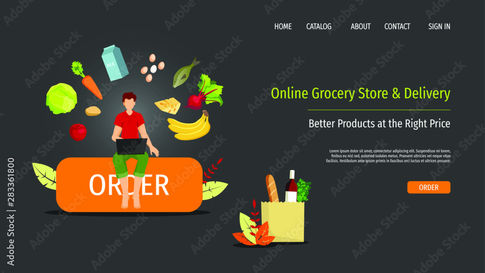Landing page design for Grocery store, Online Market, Home delivery ...
