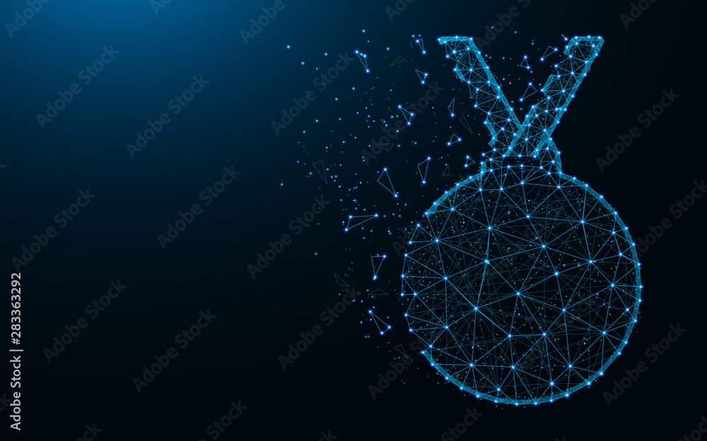 Medal low poly design, Reward abstract geometric image, prize place ...