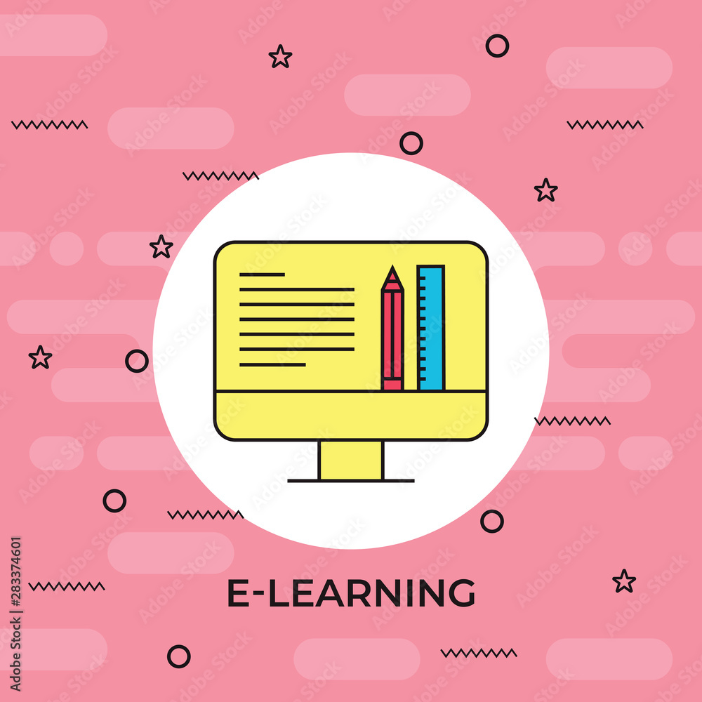 eLearning 4 webpage banners line concept template with Distance teacher ...