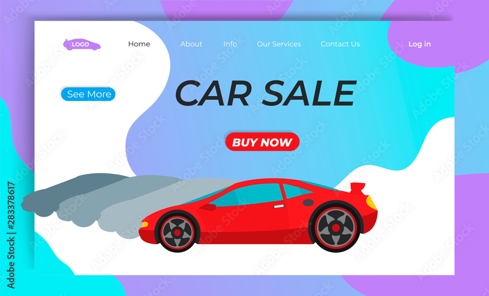Design landing page for car center showroom. Buy now new red sport car ...