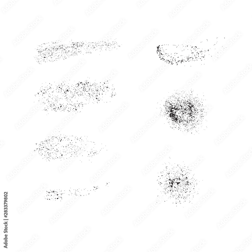 Set of grainy texture design elements. Grunge brush strokes vector ...