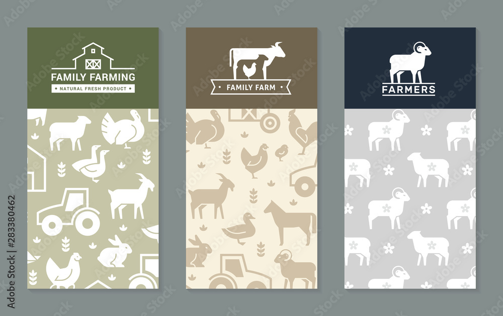 Set of vector banners with backgrounds on rural themes, farm ...