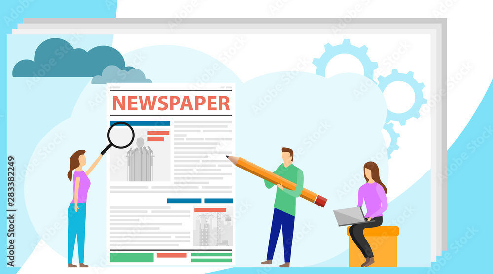 The journalist edits the text of the newspaper. Editing an article ...