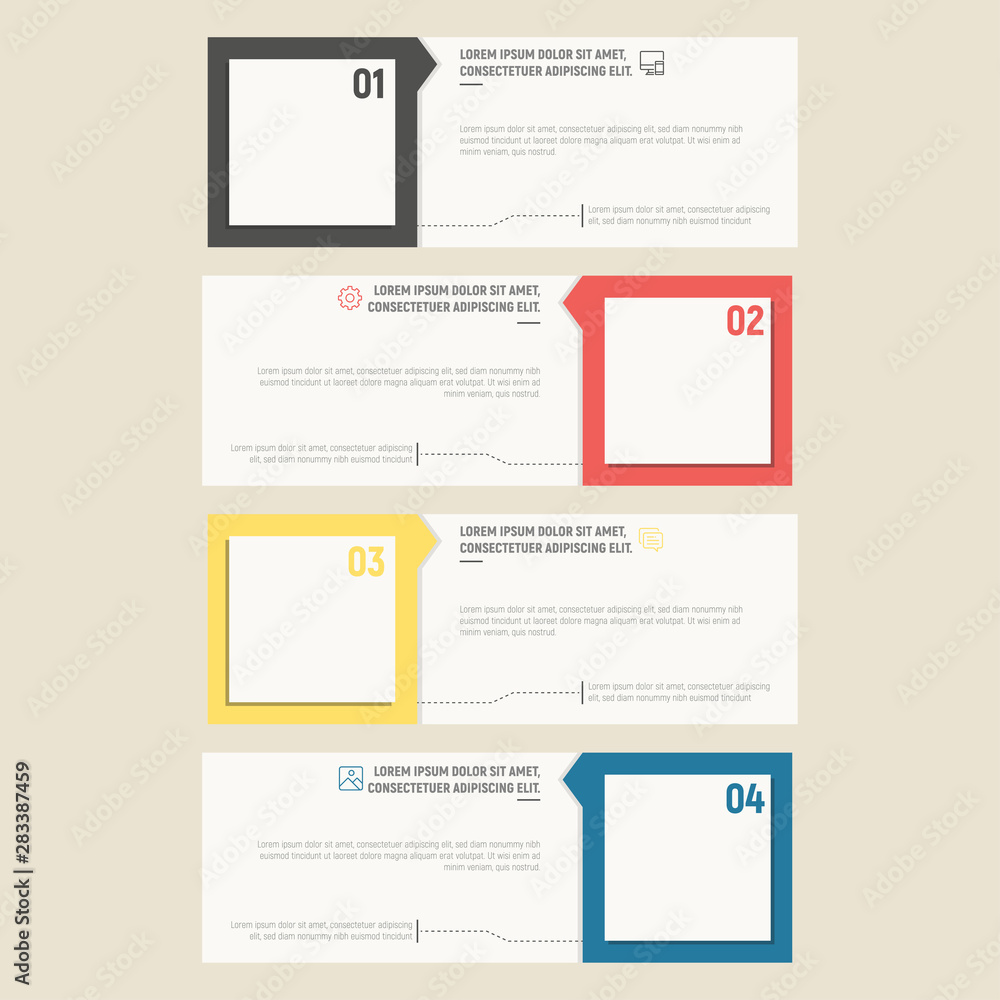 Business process template. Timeline infographics with 5 steps or ...
