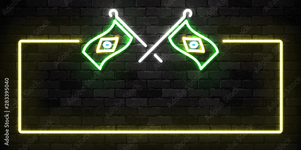 Vector realistic isolated neon sign of Brazil flag frame logo for ...