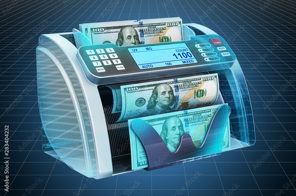 Visualization 3d cad model of money counting machine, currency counter ...