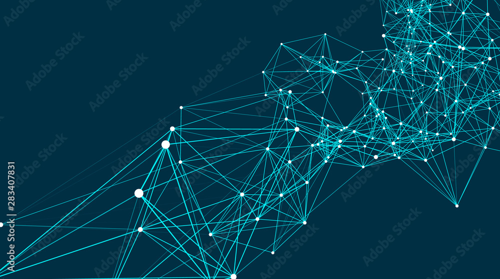 Abstract connections are in space. Background with connecting dots and ...