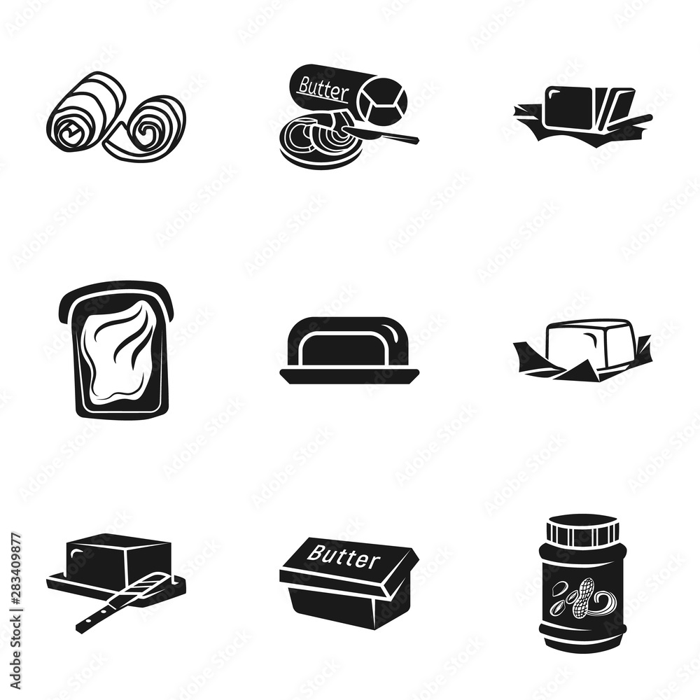 Culinary butter icon set. Simple set of 9 culinary butter vector icons ...