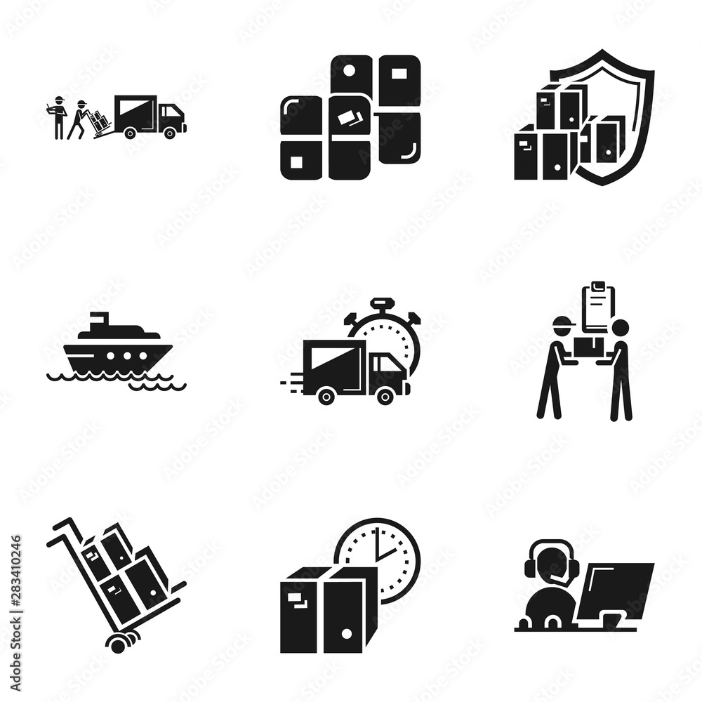 Transport parcel delivery icon set. Simple set of 9 transport parcel ...