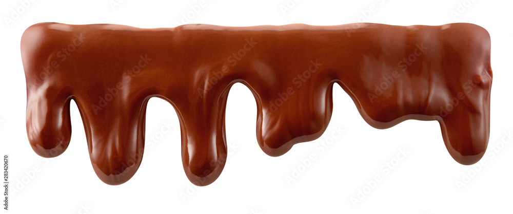 Melted chocolate is dripping. Chocolate streams with drops isolated on ...