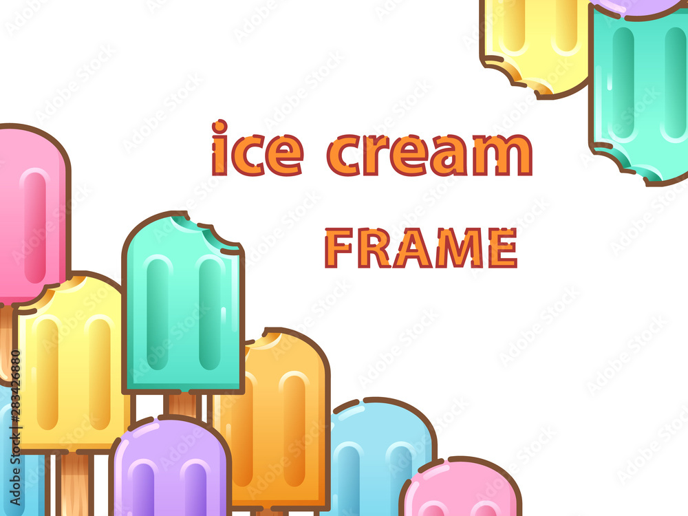 Colorful ice cream Border design, Colorful ice cream frame, Cut font ...