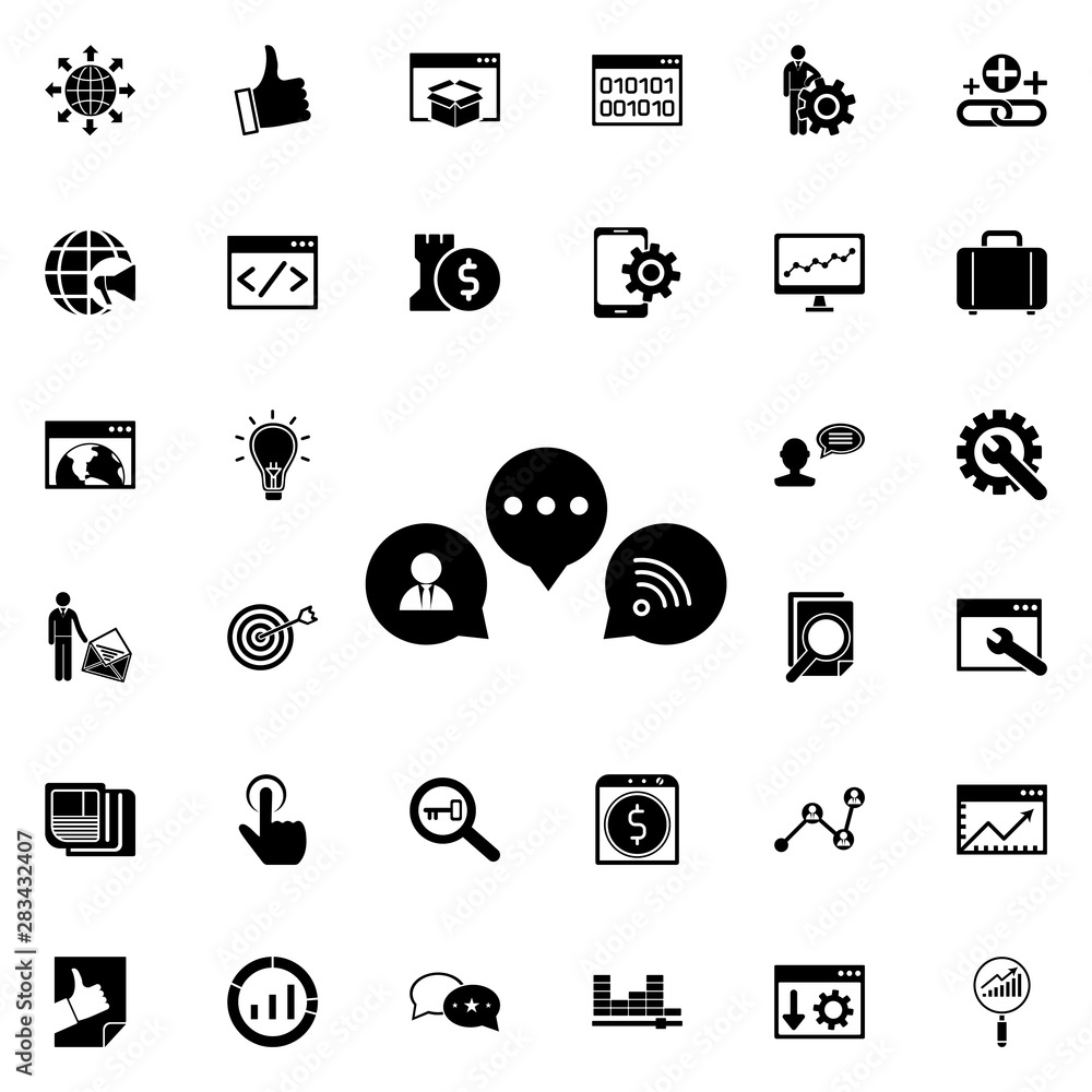 Marketing in the field of media icon. Universal set of seo and ...