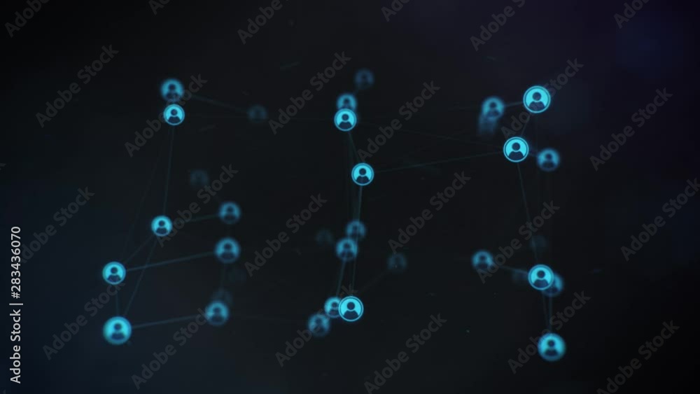 Rotating Blue Profile Social Network on Dark Backdrop. Seamlessly ...