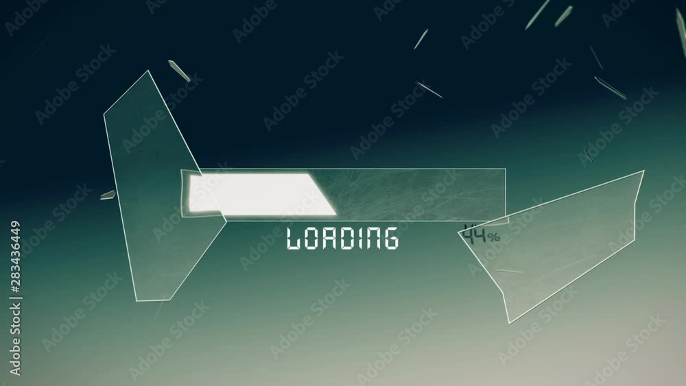 Loading bar rises to 100% surrounded by broken glass. Explosion towards ...