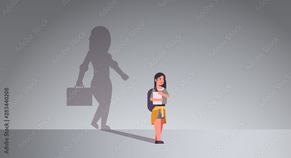girl student dreaming about being businesswoman shadow of business ...