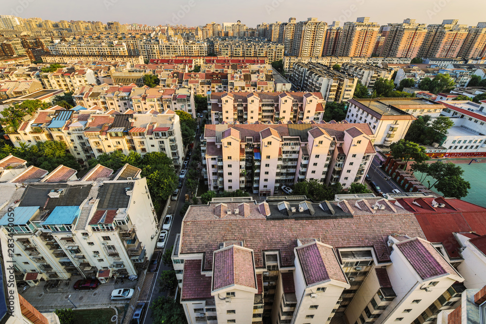 Beijing aerial view of famous landmarks from roof top. Stock Photo ...