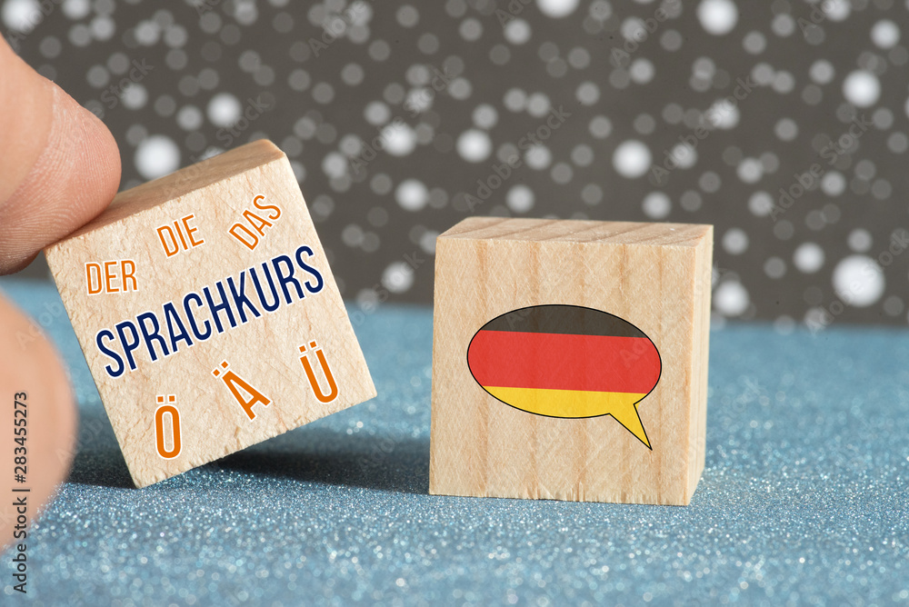 Flagge von Deutschland, Umlaute und Sprachkurs für Deutsch Stock Photo ...