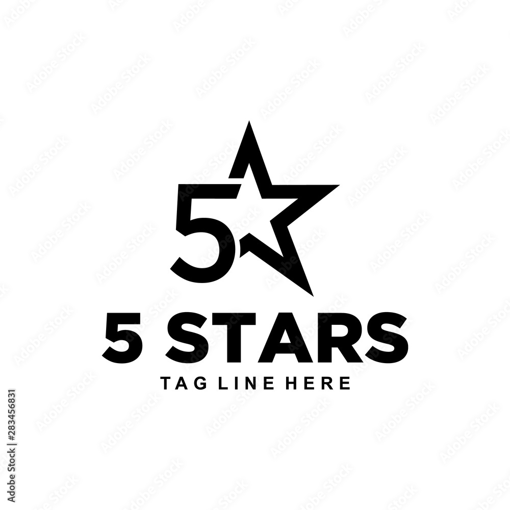 Illustration rate number 5 in join with the star symbol logo design ...
