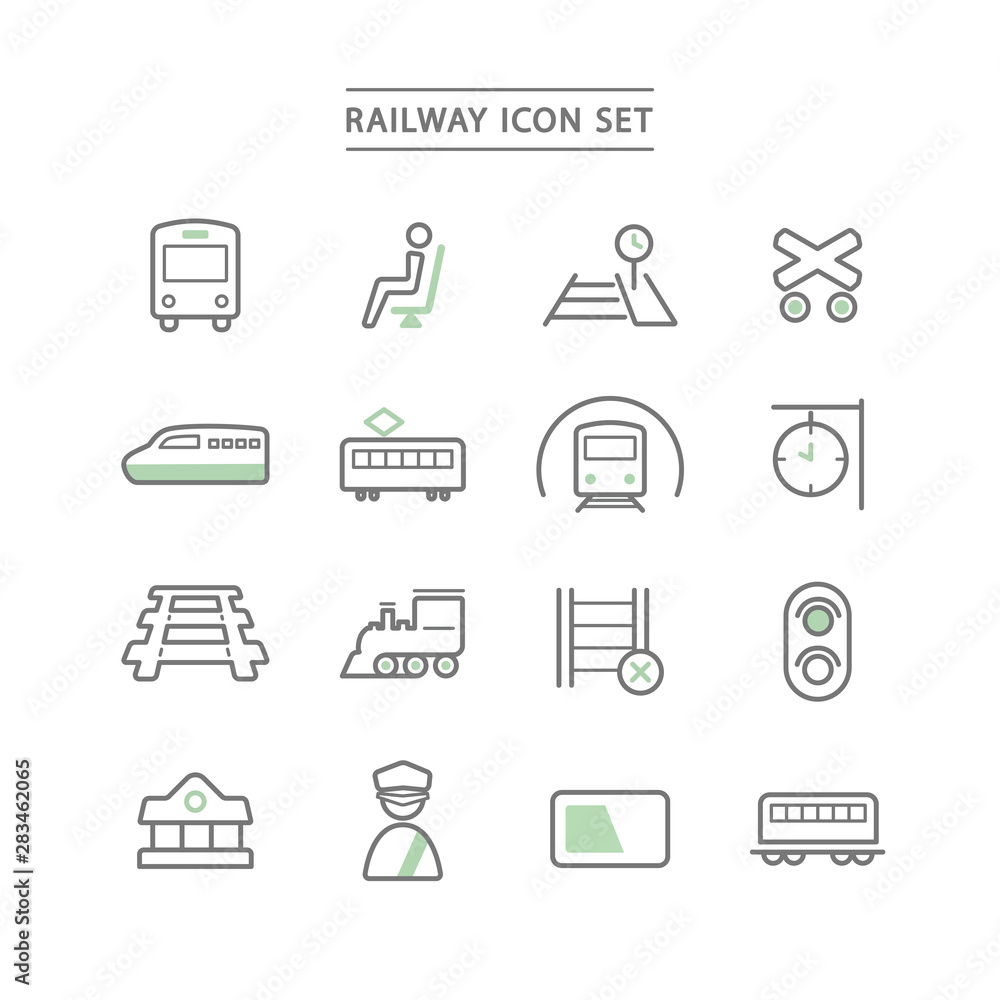 RAILWAY ICON SET Stock Vector | Adobe Stock