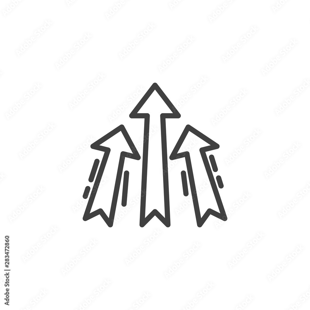 Three arrows up line icon. linear style sign for mobile concept and web ...